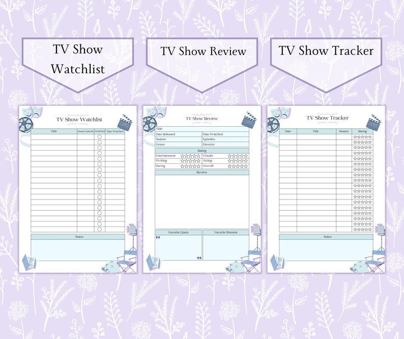 TV Show Tracker Bundle Printable PDF | TV Series Watchlist | Tv Show ...