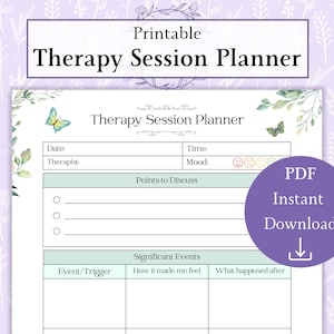 Therapy Session Planner Printable PDF | Pre Therapy Notes | Therapy ...