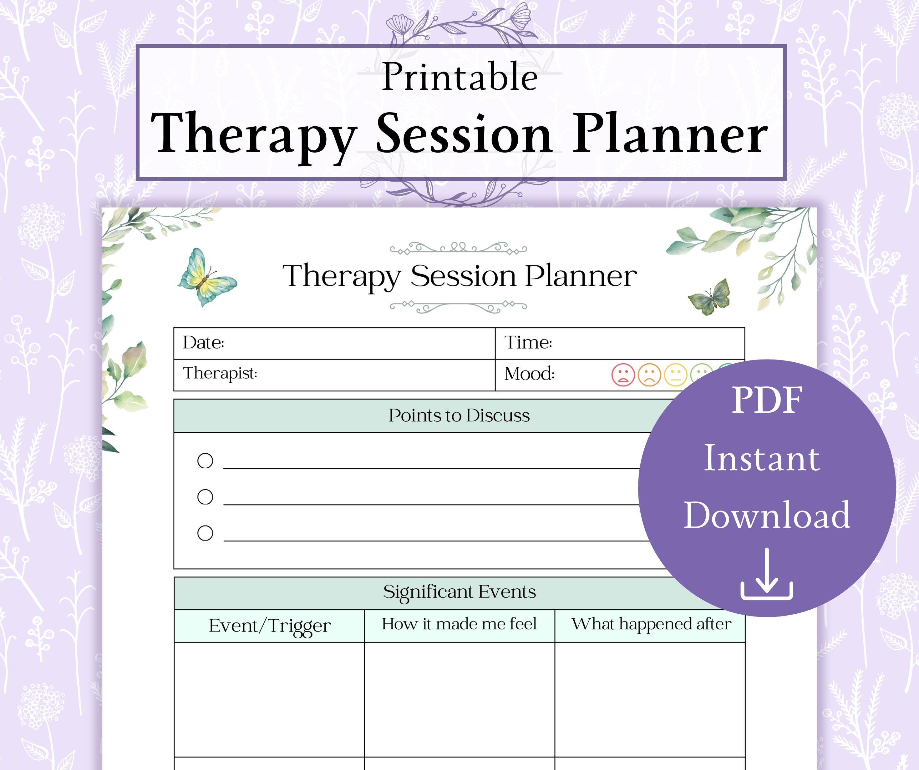 Therapy Session Planner Printable PDF | Pre Therapy Notes | Therapy ...