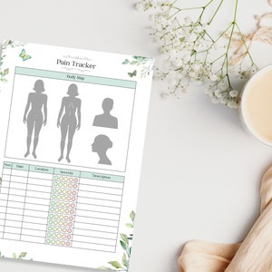 Pain Tracker With Body Map Printable PDF | Pain Diary | Symptom Journal ...