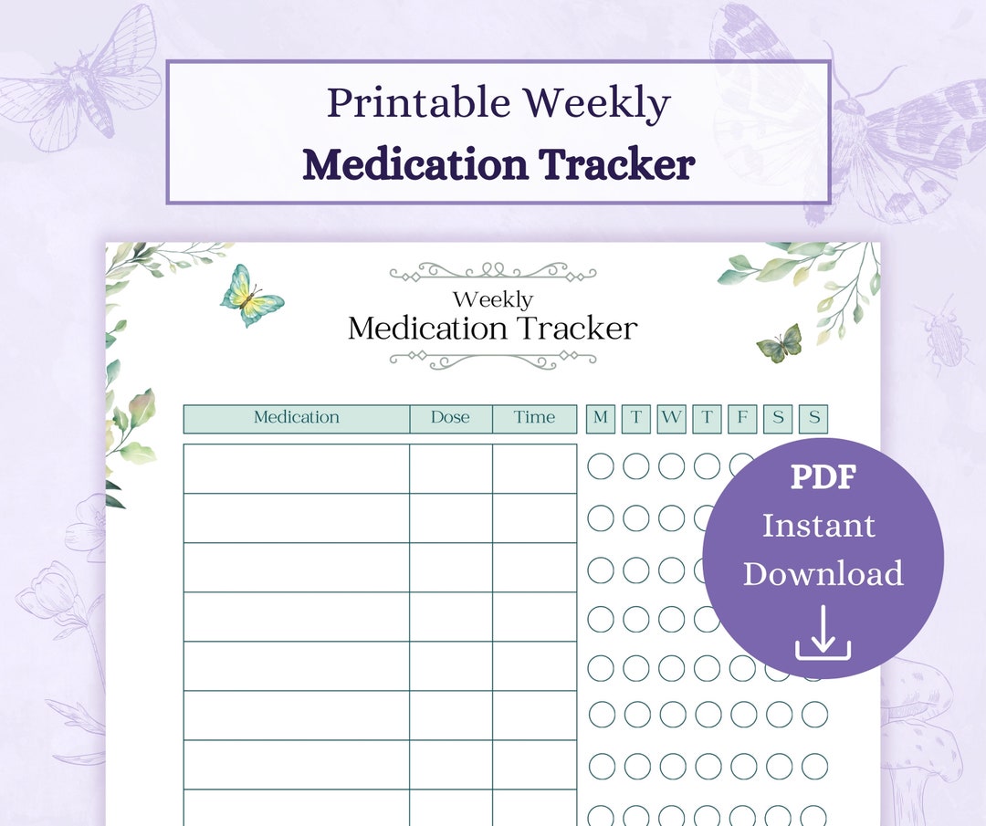 Weekly Medication Tracker Printable PDF | Medication Log | Medicine ...
