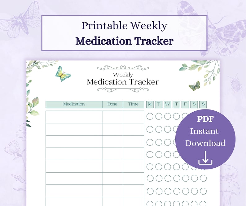 Weekly Medication Tracker Printable PDF | Medication Log | Medicine ...