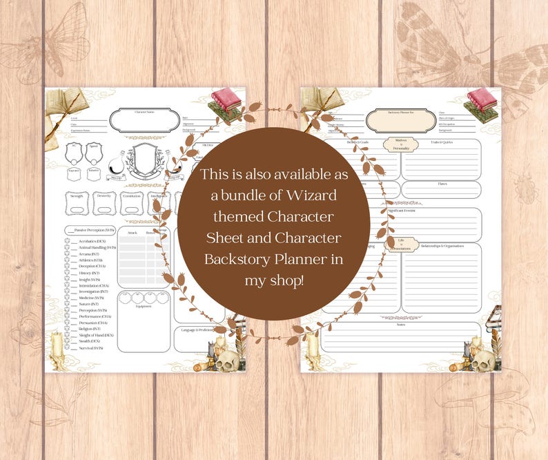 Wizard Dnd Character Sheet Printable PDF | Dnd Resources | Wizard Class ...