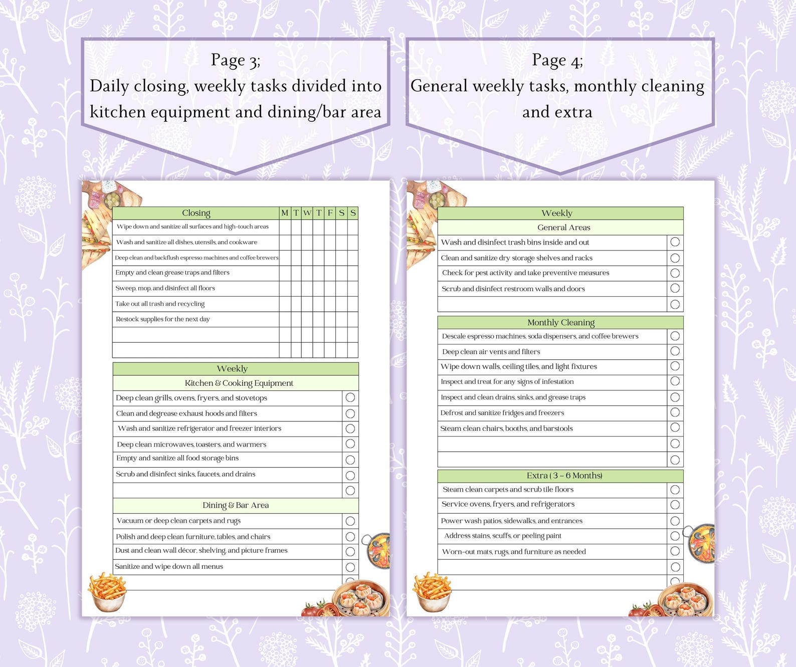 Restaurant Cleaning List Printable PDF | Restaurant Checklist ...