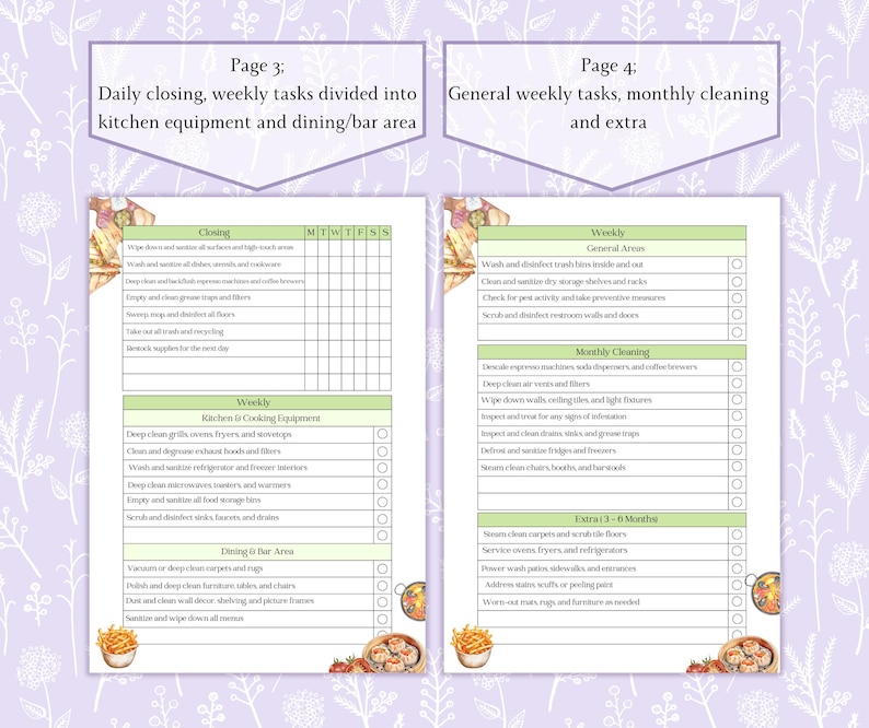 Restaurant Cleaning List Printable PDF | Restaurant Checklist ...