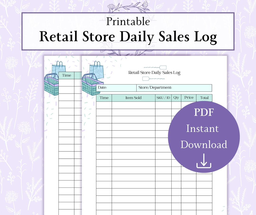 Retail Daily Sales Log Printable PDF | Retail Sales Log | Daily Sales ...