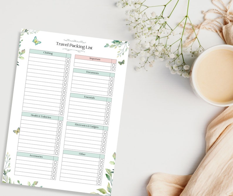 Travel Packing List Printable PDF | Packing Checklist | Travel ...