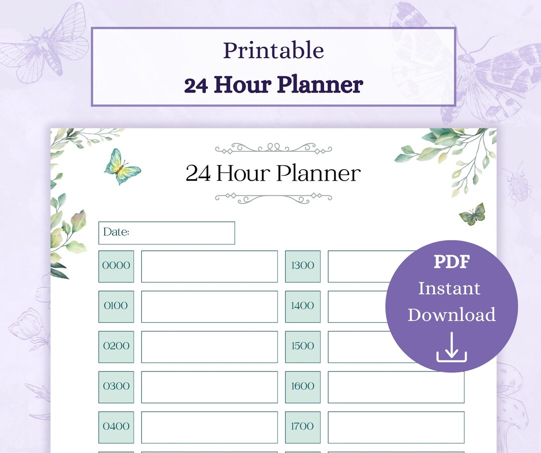 24 Hour Daily Planner Printable PDF | Shift Planner | to Do List ...