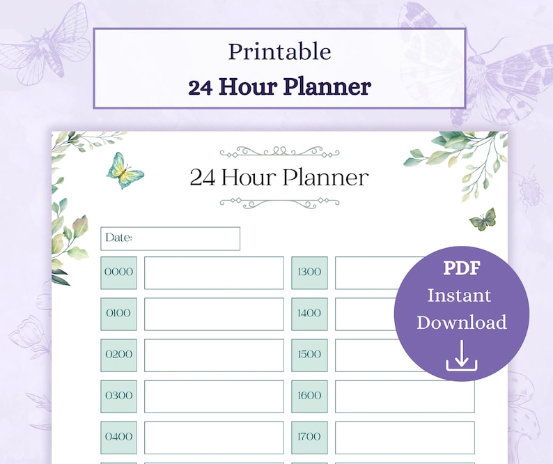 24 Hour Daily Planner Printable PDF | Shift Planner | to Do List ...