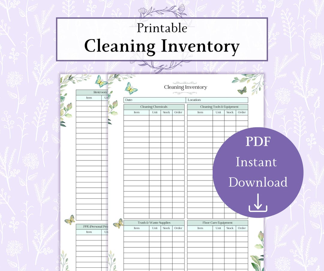 Cleaning Inventory Tracker Printable PDF | Cleaning Supply List ...