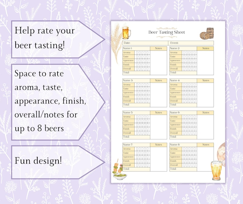 Beer Tasting Sheet Printable PDF | Beer Journal | Oktoberfest Games ...