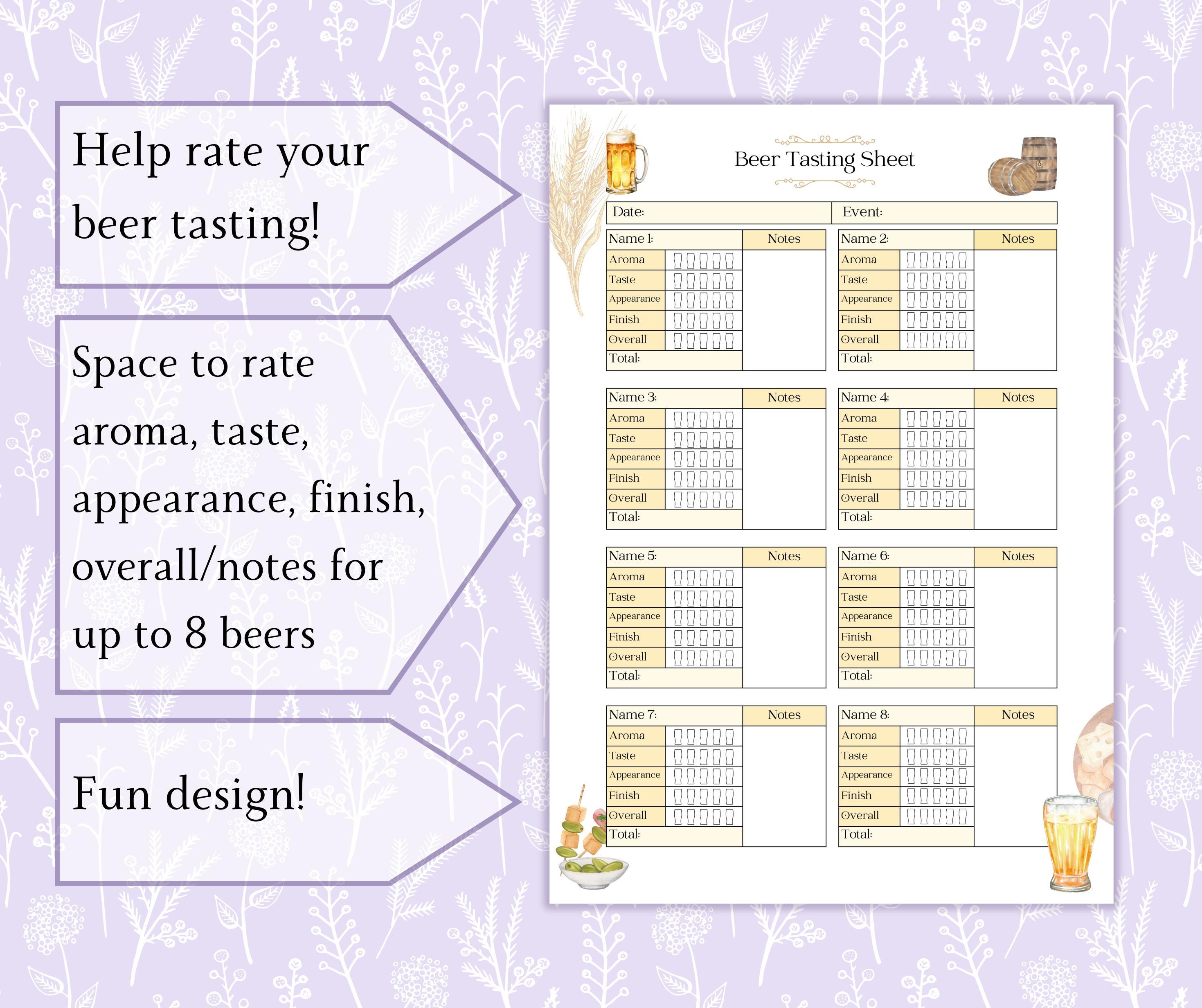 Beer Tasting Sheet Printable PDF | Beer Journal | Oktoberfest Games ...