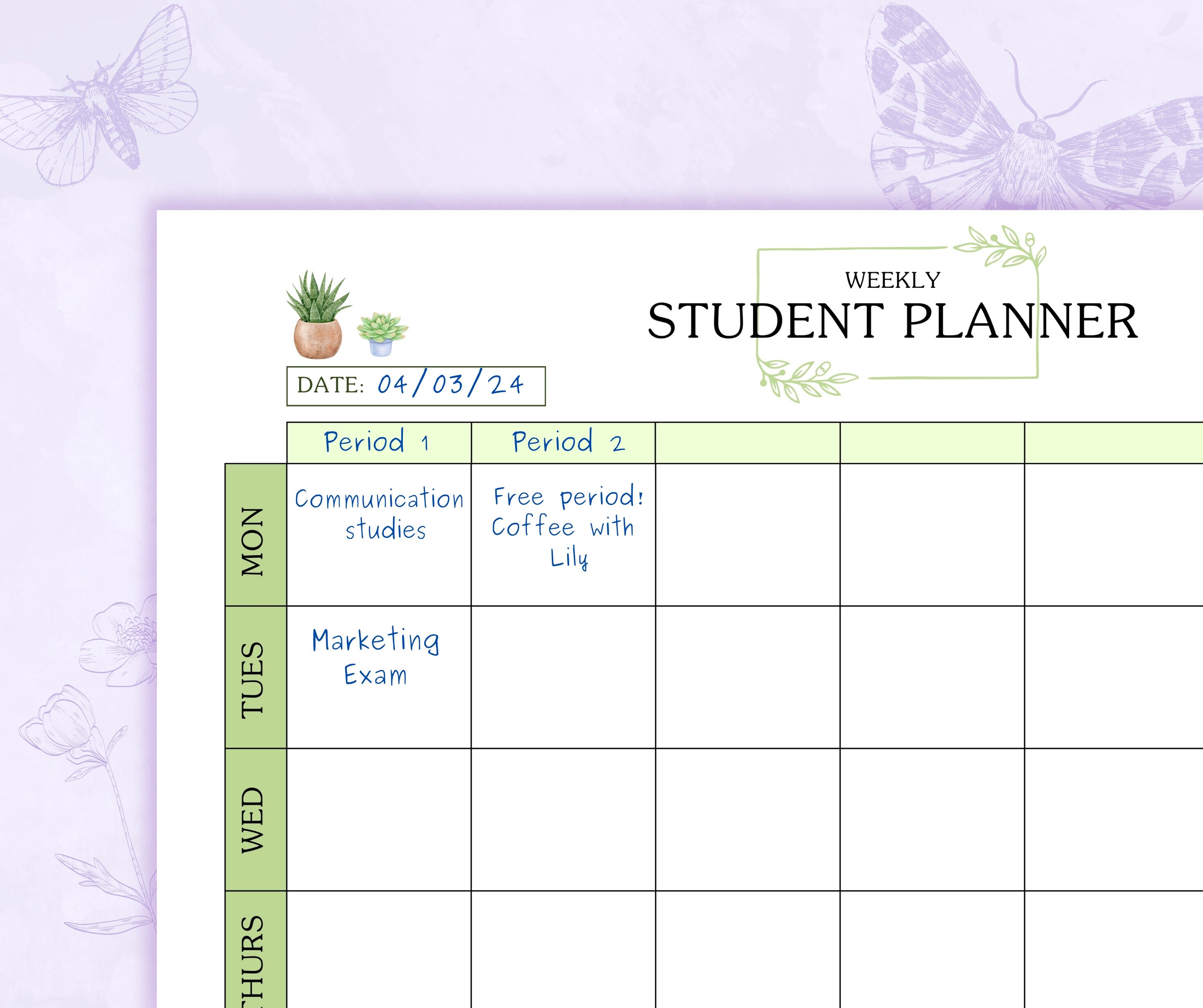 Student Planner Printable PDF | Academic Planner | University Planner ...