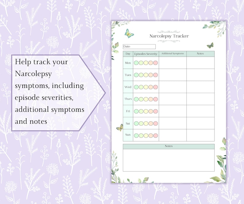 Narcolepsy Tracker Bundle Printable PDF | Symptom Tracker | Medication ...