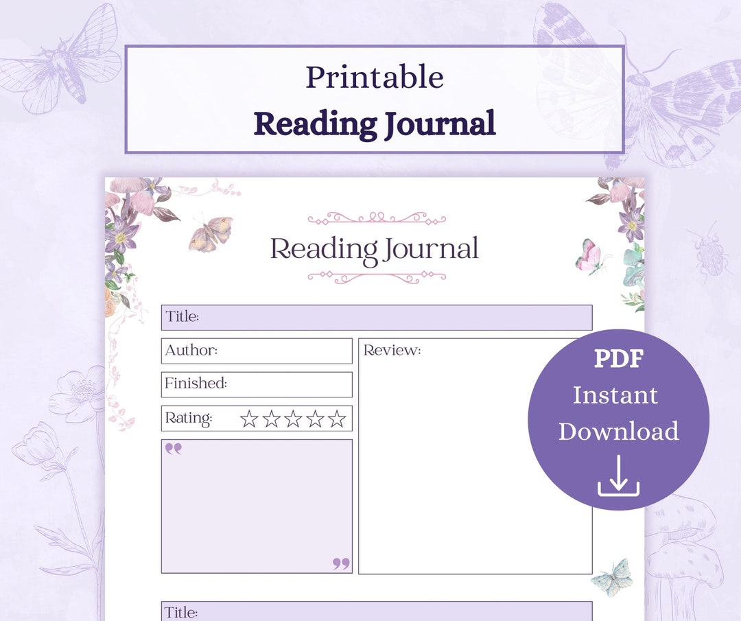 Reading Journal Printable PDF | Reading List Booknook Printables | Book ...