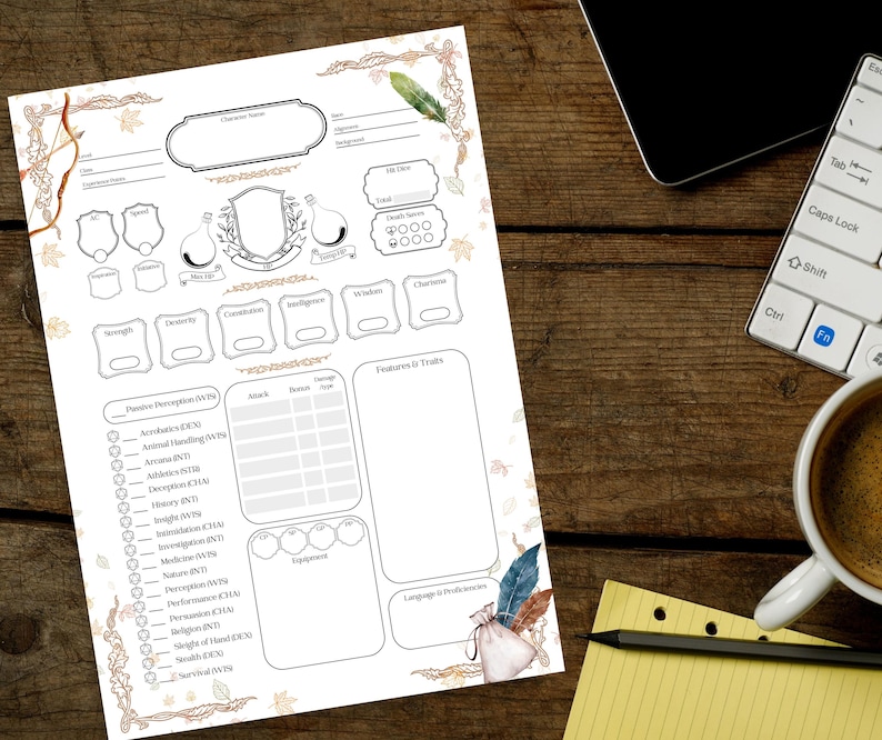 Ranger Dnd Character Sheet Printable PDF | Dnd Character Notes Ranger ...