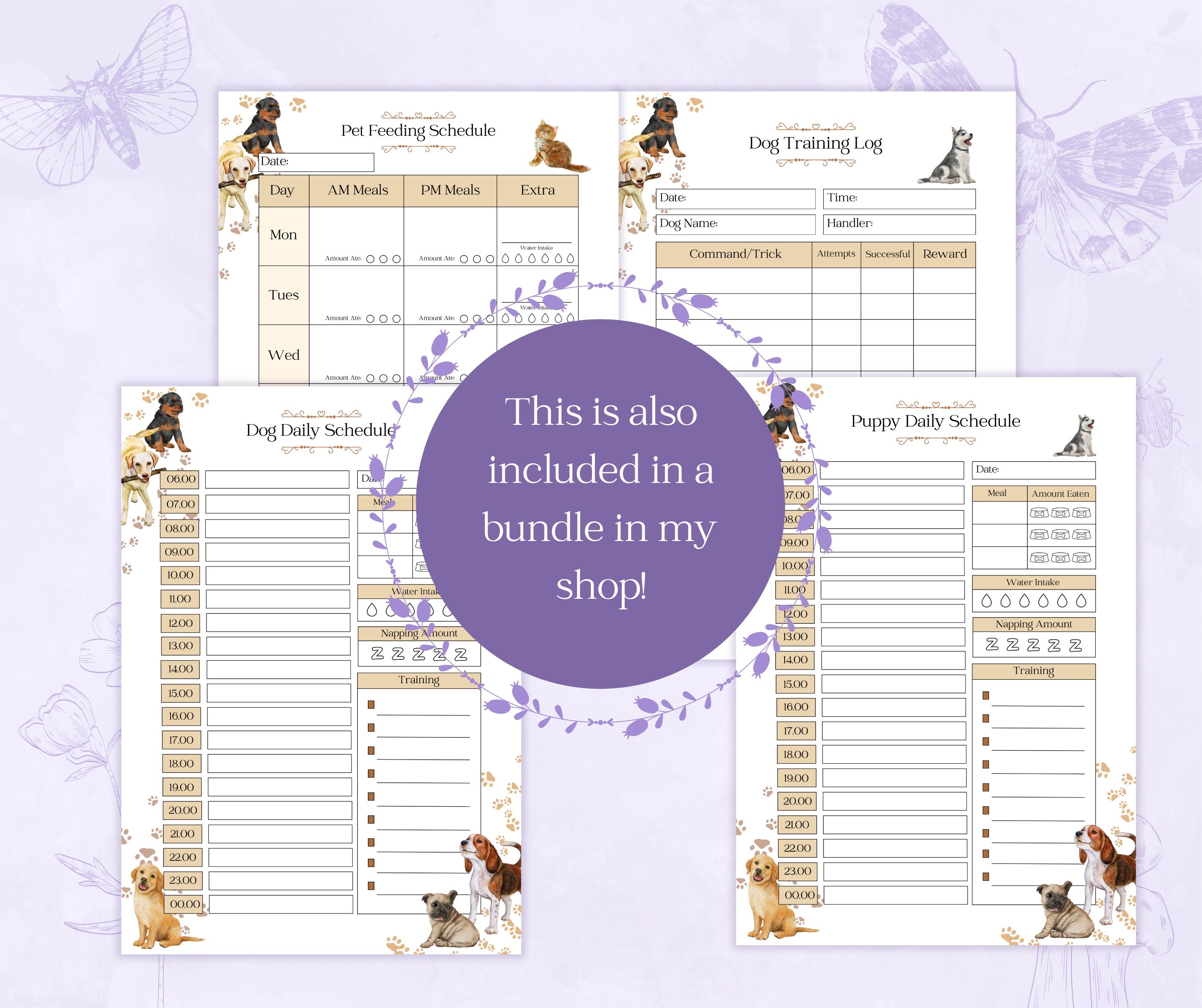 Puppy Daily Schedule Printable PDF | Puppy Schedule Planner | Doggy ...