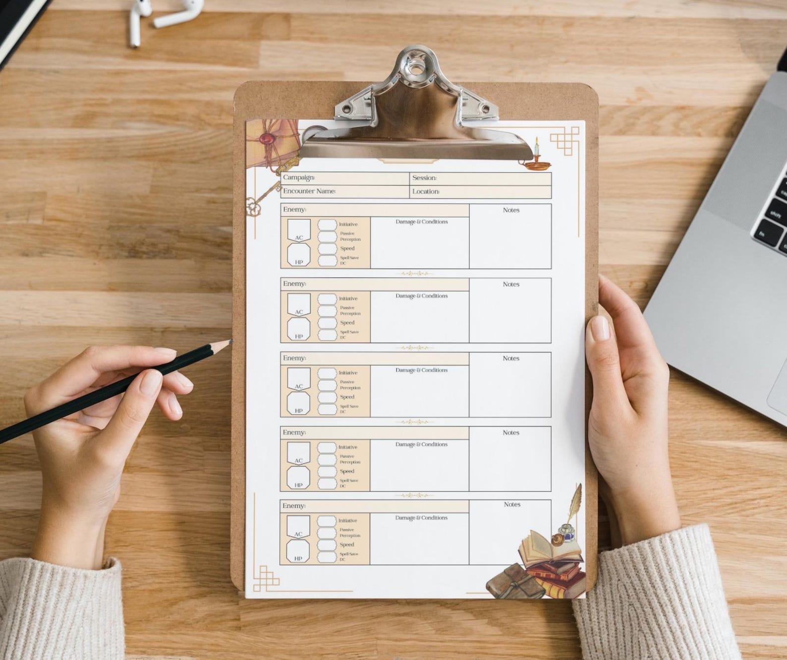 Dnd Enemy Tracker Printable PDF | Encounter Tracker | Dnd DM Toolkit | Dungeon Master Kit | DM ...