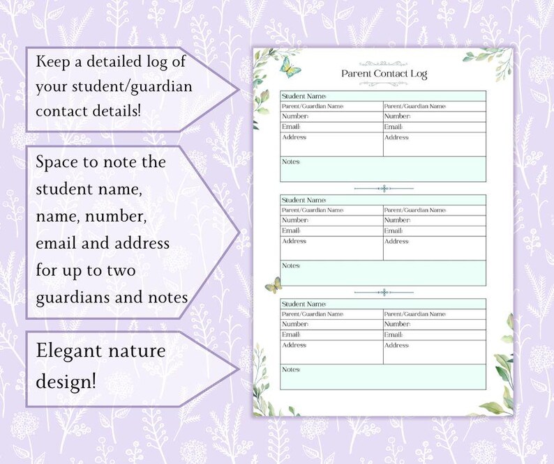 Parent Communication Log Bundle Printable PDF | Parent Contact Log ...
