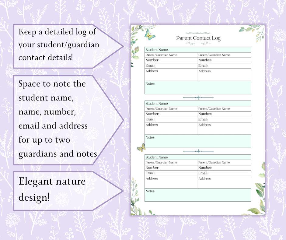 Parent Communication Log Bundle Printable PDF | Parent Contact Log ...