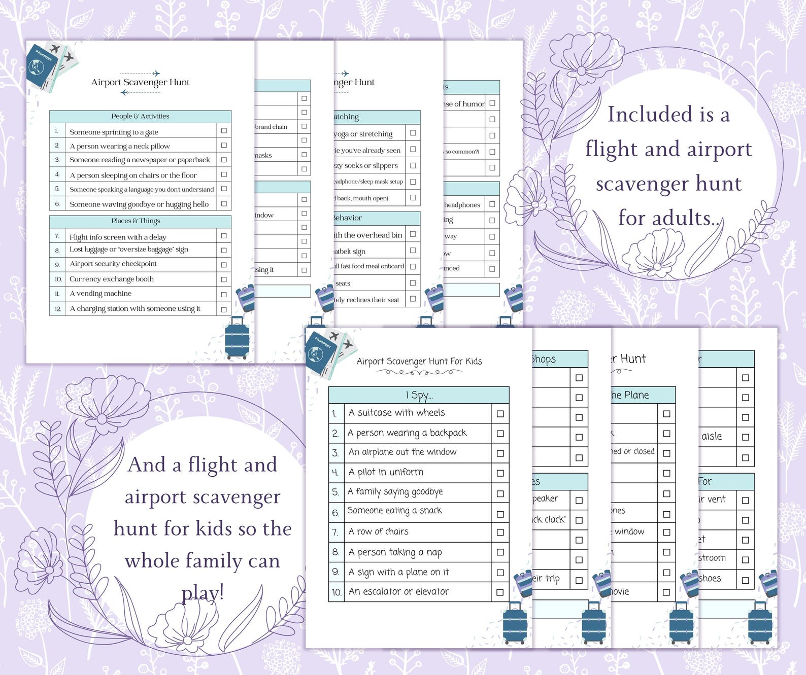 Flight Activities and Planning Bundle Printable PDF | Flight Itinerary ...