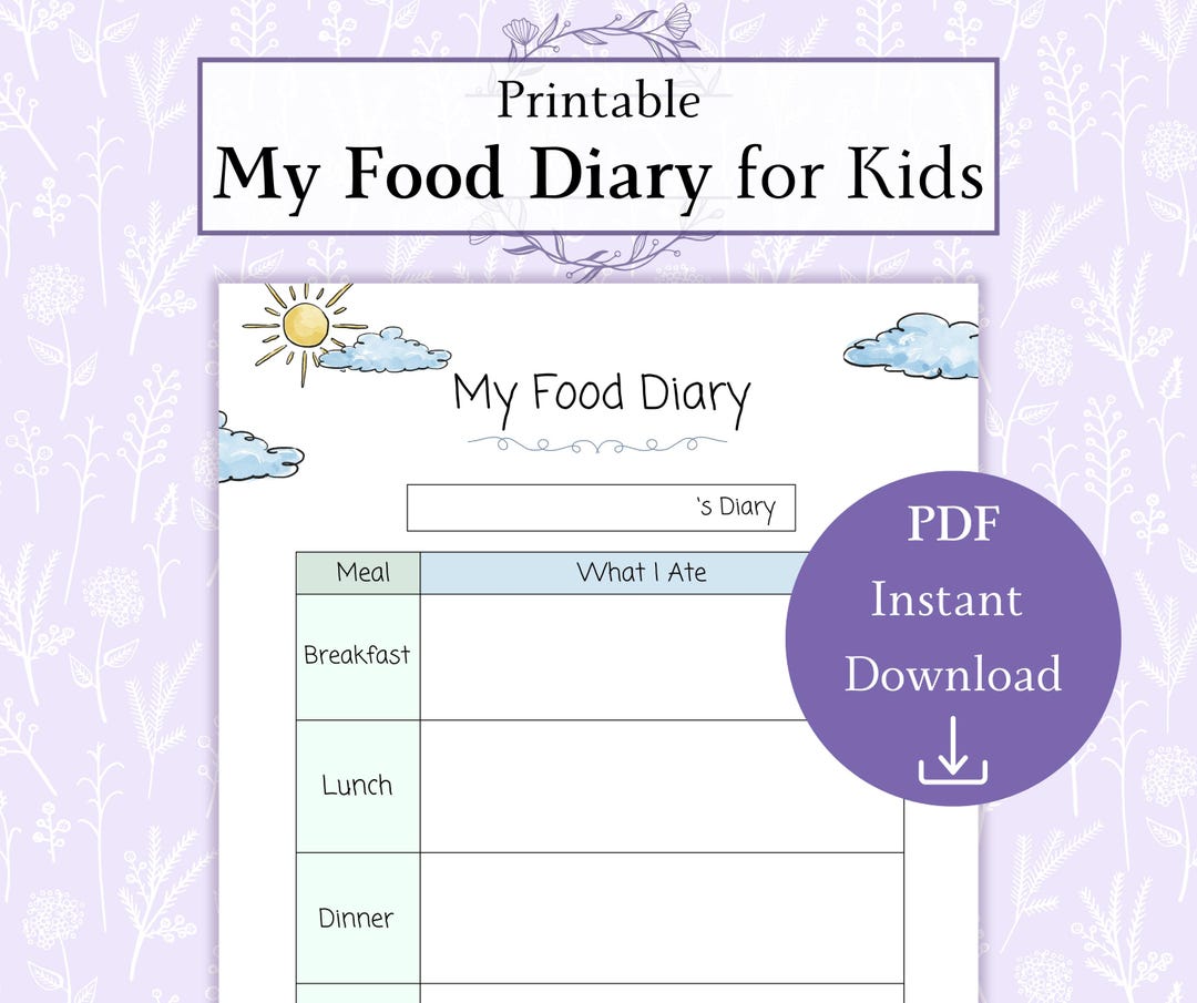 My Food Diary Printable PDF | Mealtime Chart | Toddler Meal Plan | Kids ...