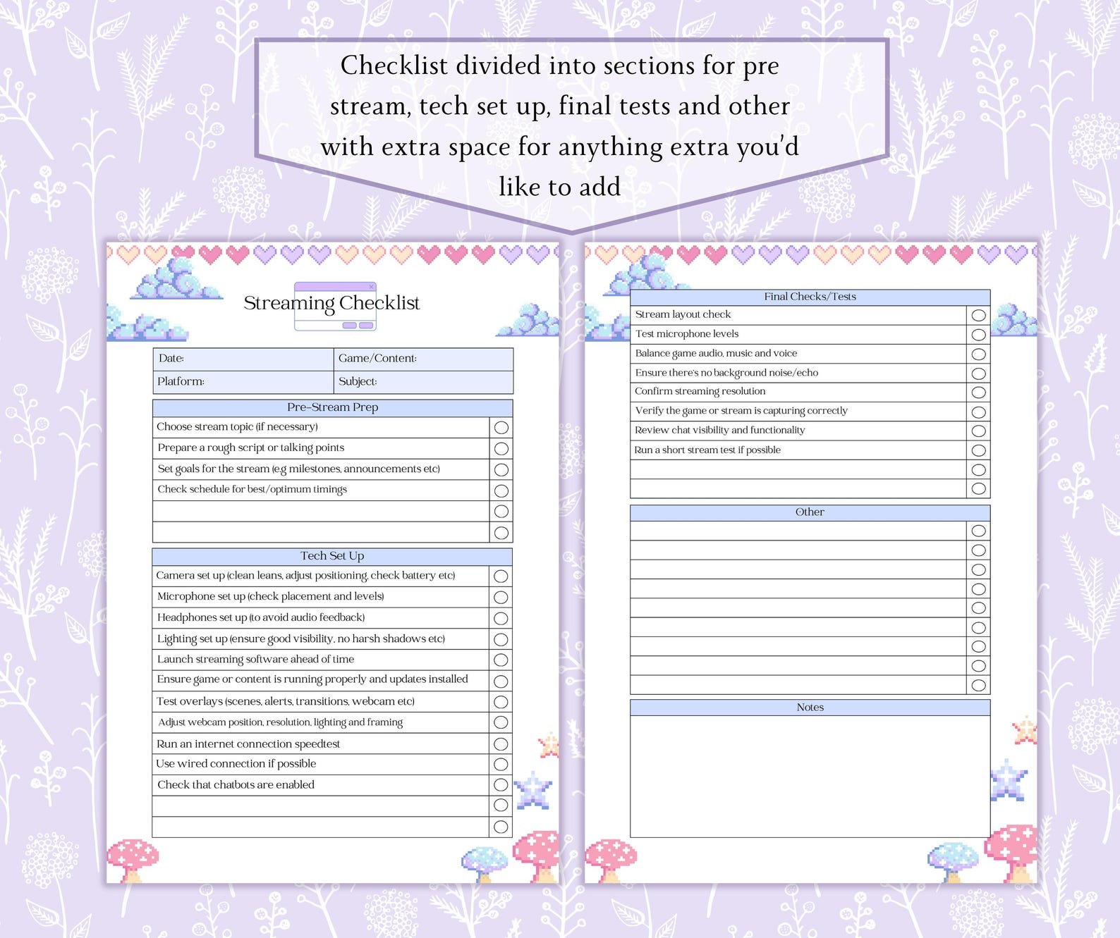 Streaming Checklist Printable PDF | Live Stream Planner | Stream ...