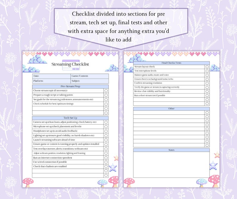 Streaming Checklist Printable PDF | Live Stream Planner | Stream ...
