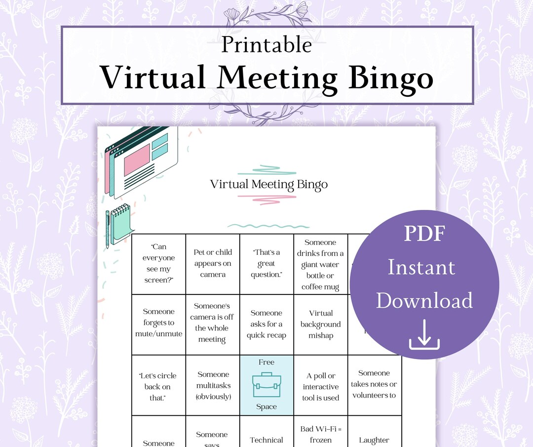 Meeting Bingo Game Printable PDF | Virtual Office Bingo | Employee ...