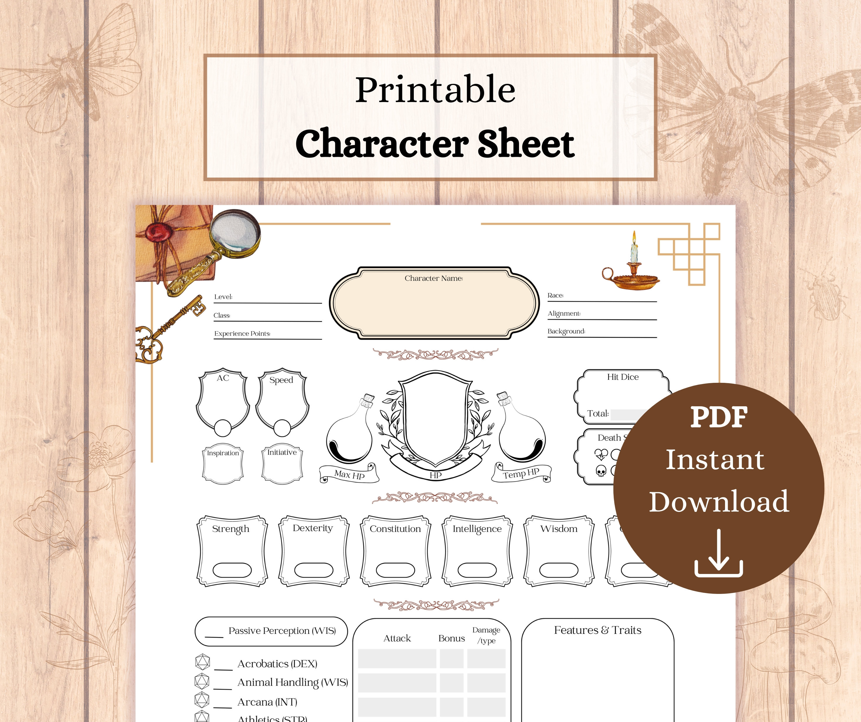 Dnd Character Sheet Printable PDF | Simple Dnd Character Sheet ...