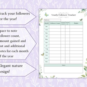 Yearly Follower Tracker Printable PDF | Followers Counter | Social ...