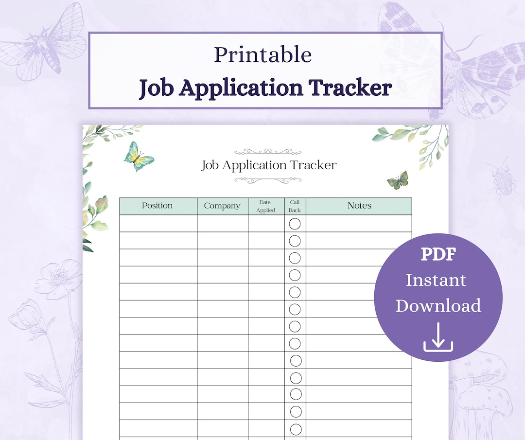 Job Application Tracker Printable PDF | Job Hunt Tracker | Business ...