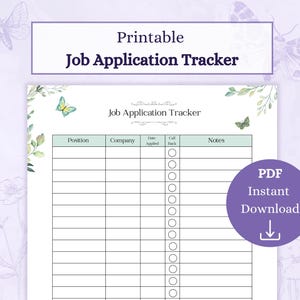 Job Application Tracker Printable PDF | Job Hunt Tracker | Business ...