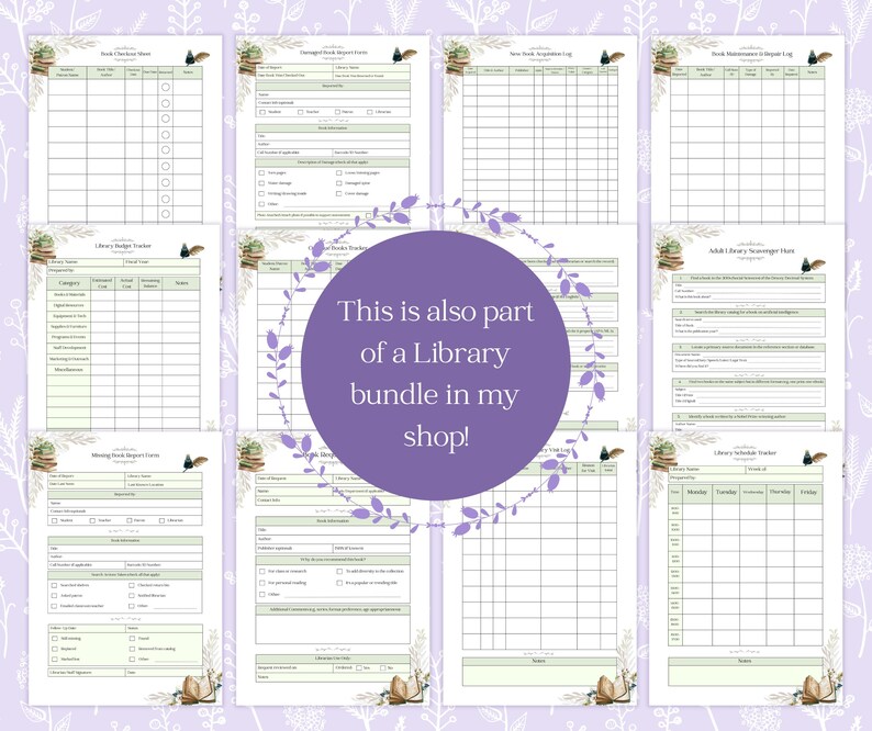 Book Checkout Sheet Printable PDF | Library Checkout Form | Book Sign ...