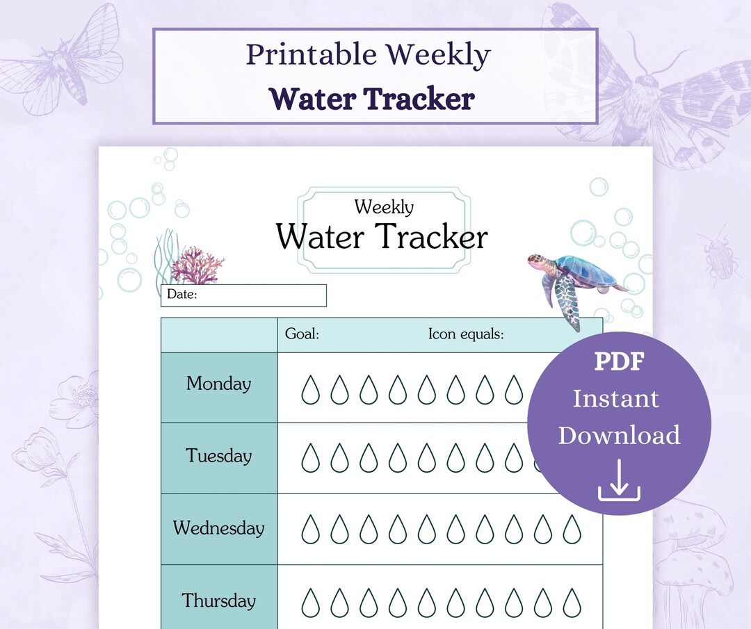 Water Tracker | Printable PDF | Weekly Hydration Tracker | Drink Water ...