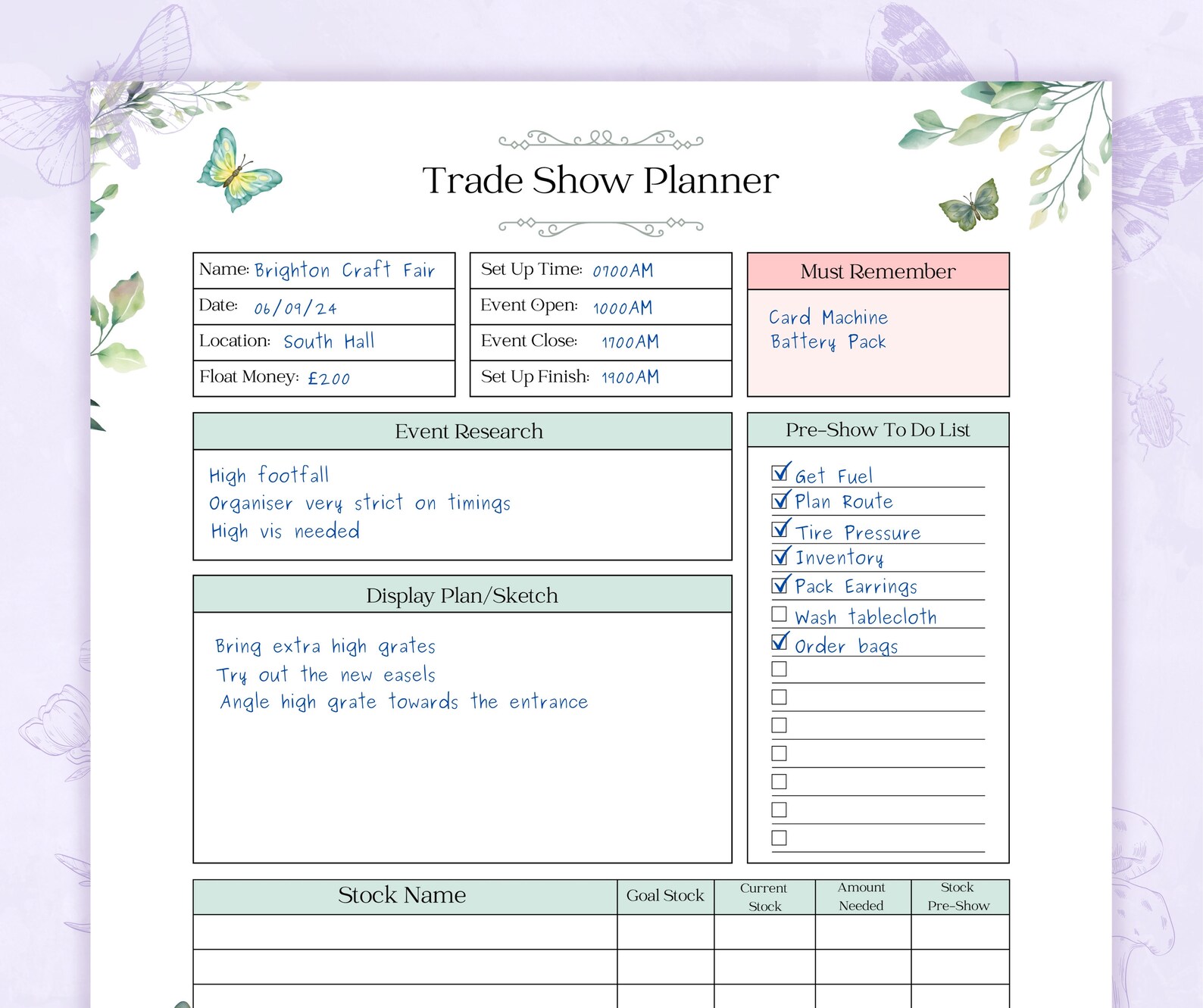 Trade Show Planner Printable PDF | Craft Fair Planner | Small Business ...