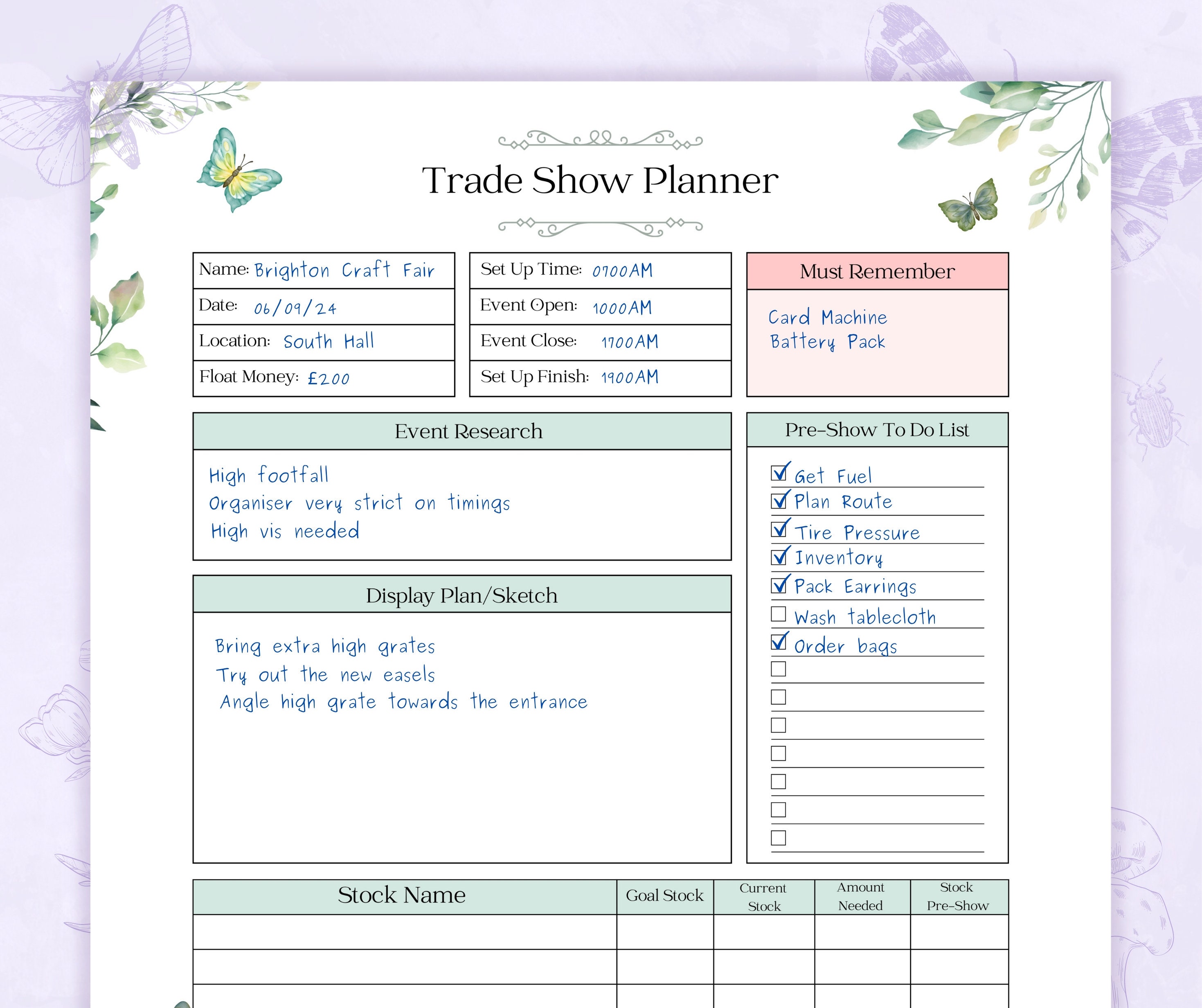 Trade Show Planner Printable PDF | Craft Fair Planner | Small Business ...