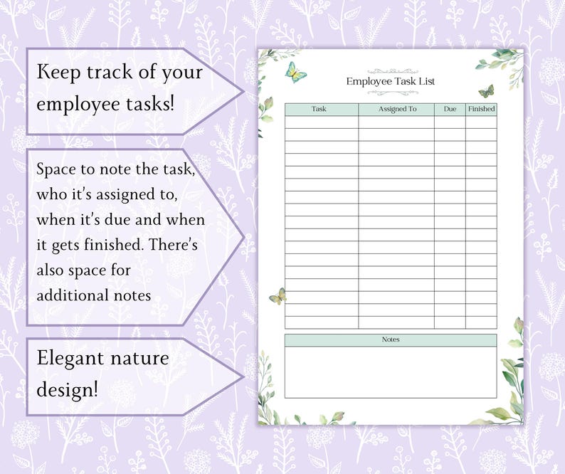 Employee Task List Printable PDF | Employee Task Plan | Task Delegation ...