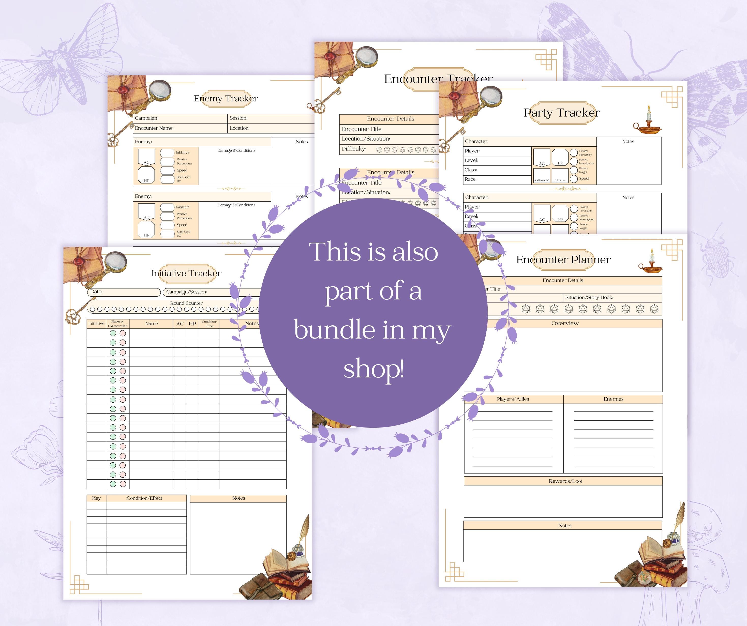 Dnd Enemy Tracker Printable PDF | Encounter Tracker | Dnd DM Toolkit ...