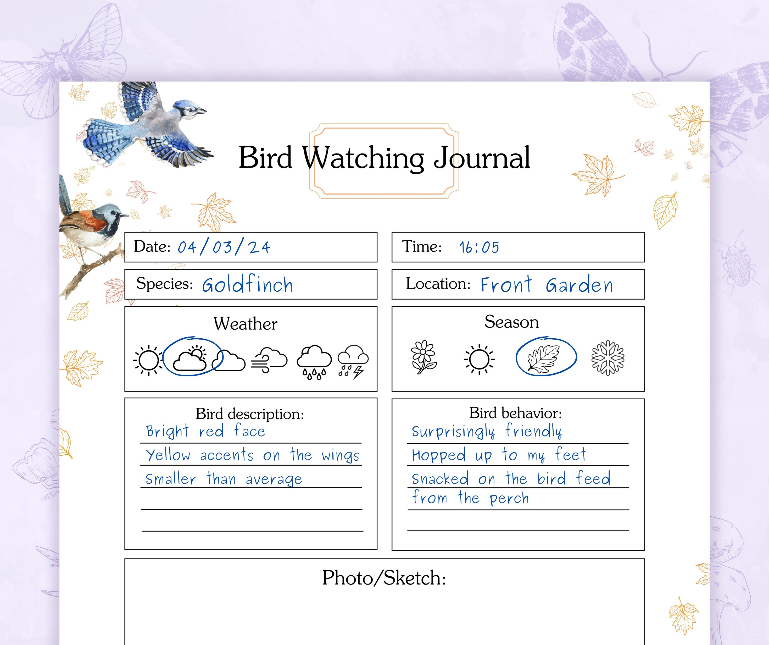 Bird Watching Journal Printable PDF | Bird Diary | Bird Nerd | Birding ...
