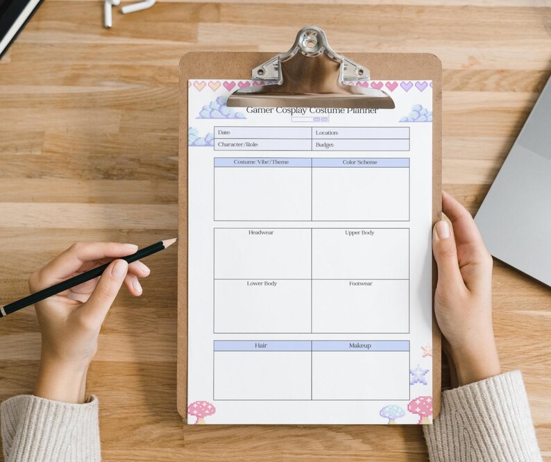 Gamer Cosplay Planner Printable PDF, Cosplay Costume Planner, Gamer ...