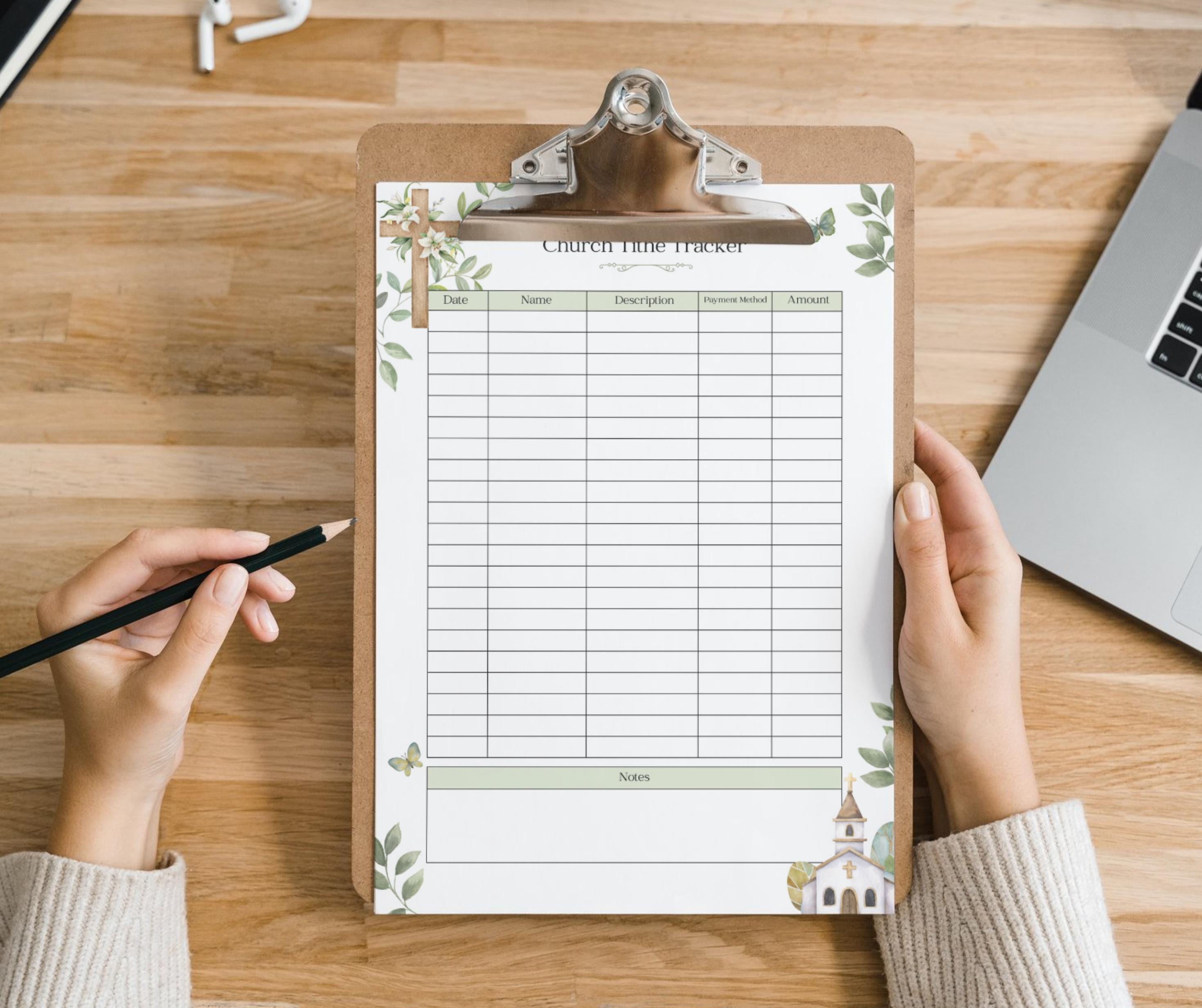 Church Tithe Tracker Printable PDF | Tithe Record Sheet | Tithing Chart ...