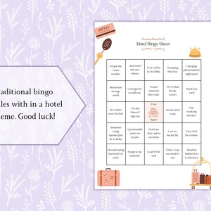 Hotel Bingo Sheet Printable PDF | Travel Game for Adults | Funny Hotel ...