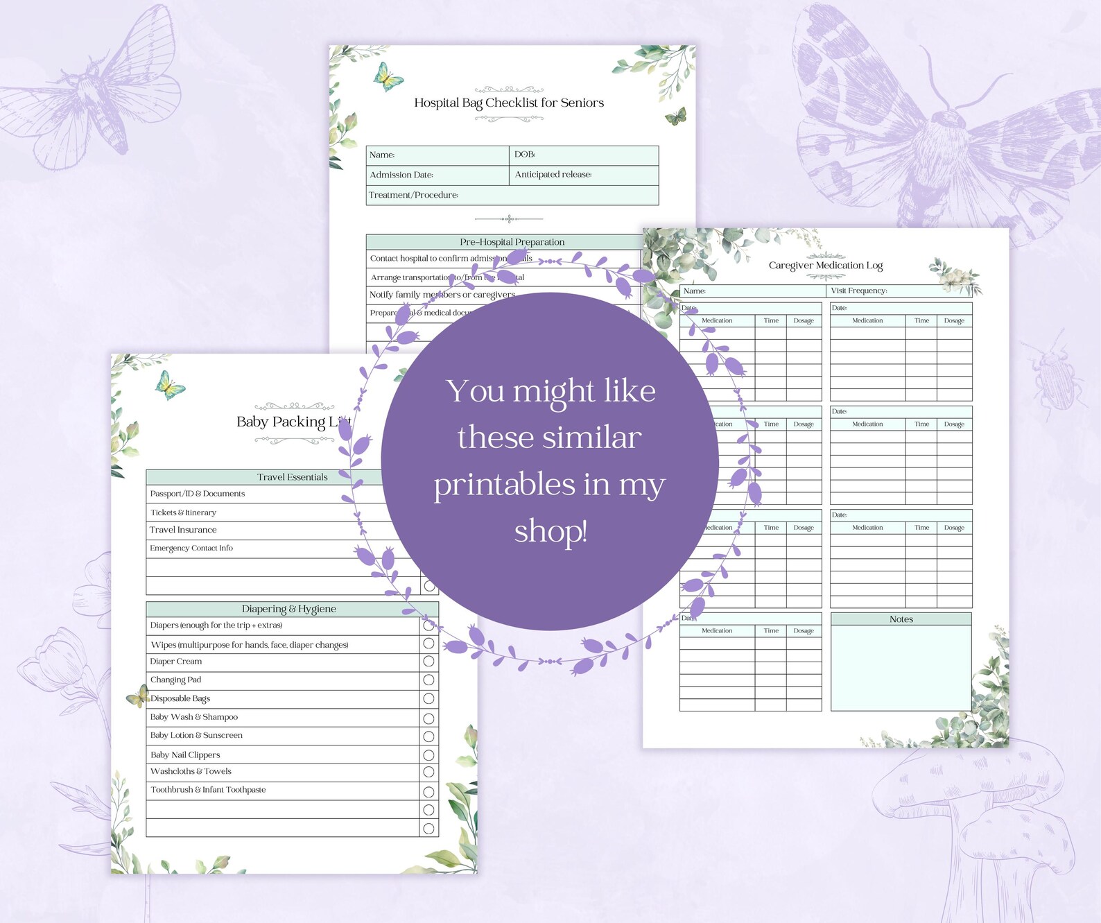 Elder Care Log Printable PDF | Caregiver Daily Log | Caregiver Report ...