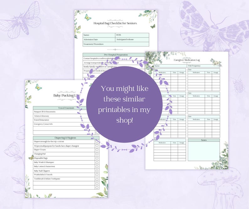 Elder Care Log Printable PDF | Caregiver Daily Log | Caregiver Report ...