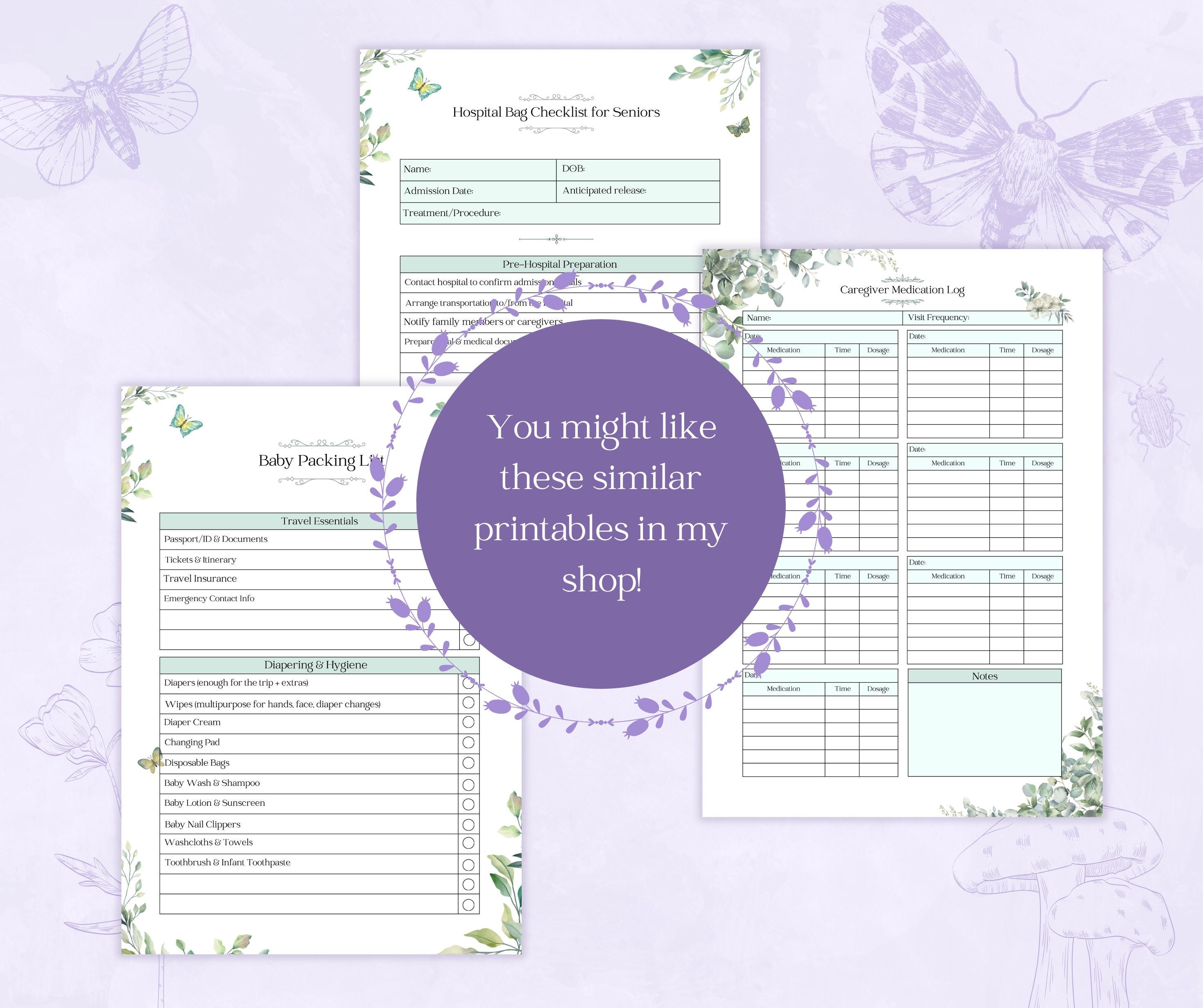 Elder Care Log Printable PDF | Caregiver Daily Log | Caregiver Report ...
