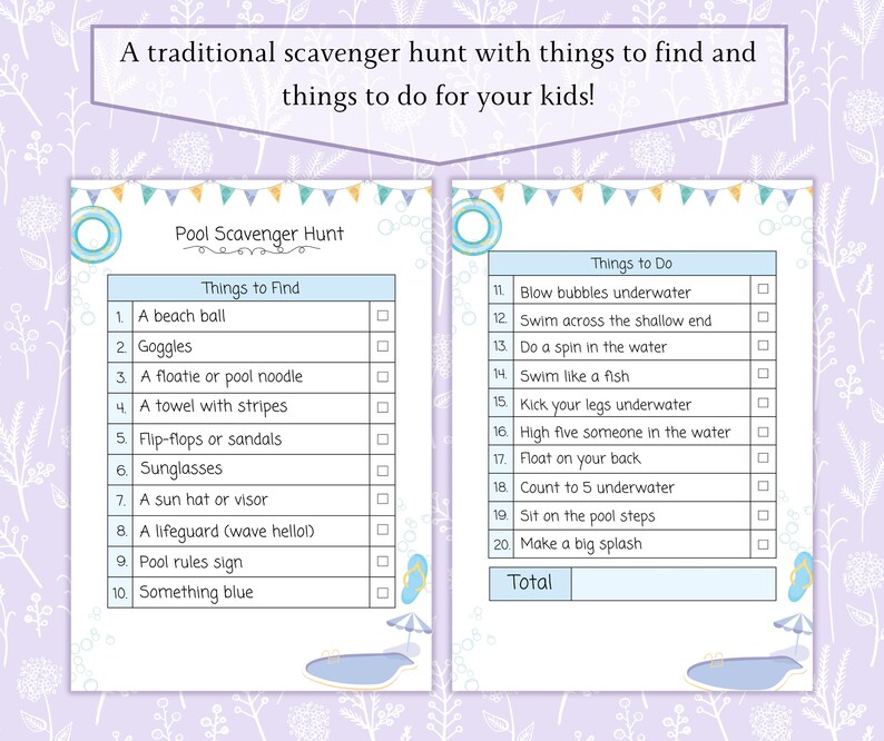Pool Scavenger Hunt Printable PDF | Summer Pool Game | Swimming Hunt ...