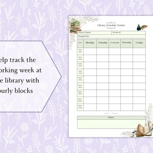 Library Schedule Tracker Printable PDF | Library Weekly Schedule | Time ...
