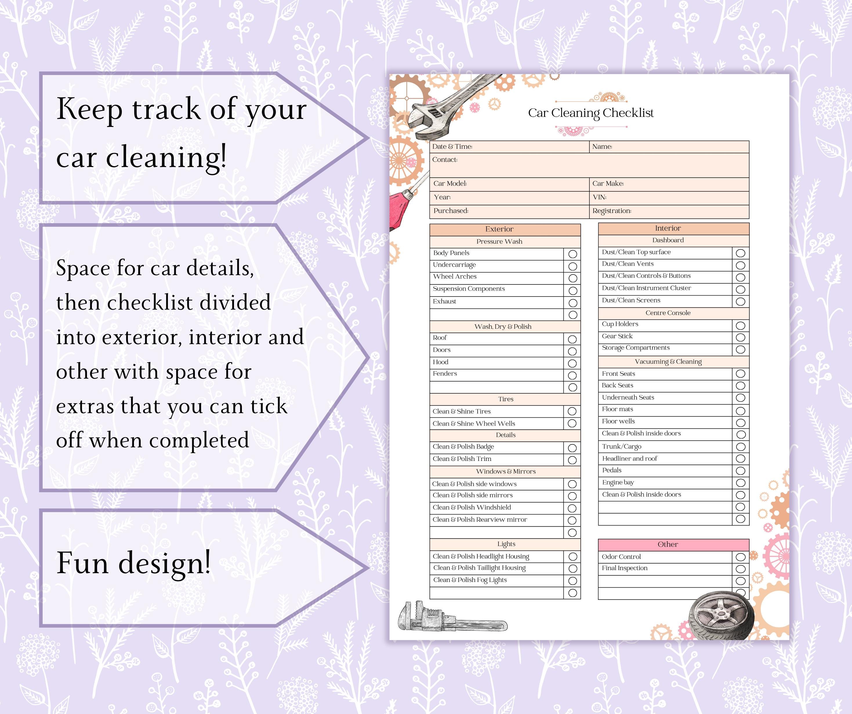 Car Cleaning Checklist Printable