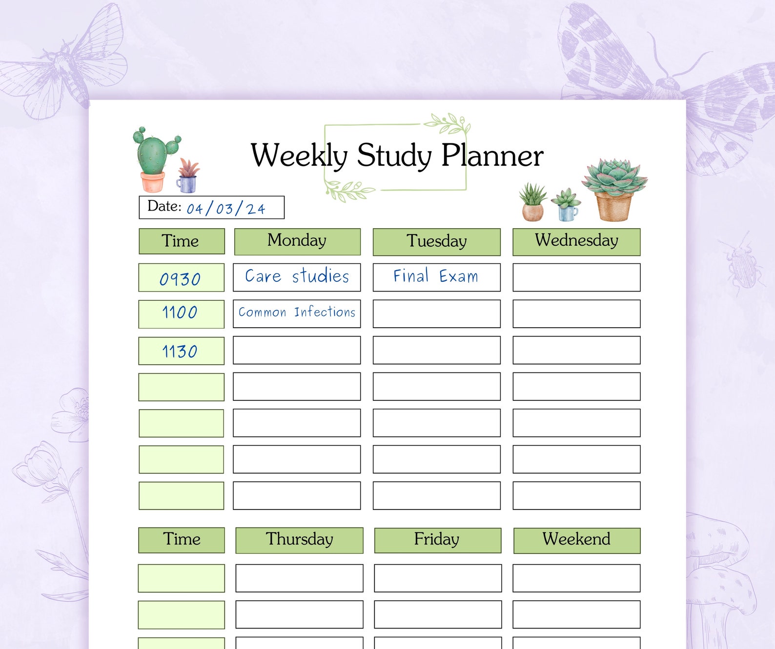 Weekly Study Planner Printable PDF | Revision Timetable | Revision ...